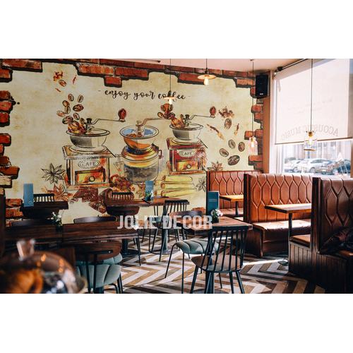 Jual Wallpaper Dinding Custom Mural Cafe Resto Tema Coffee Shop Warung ...