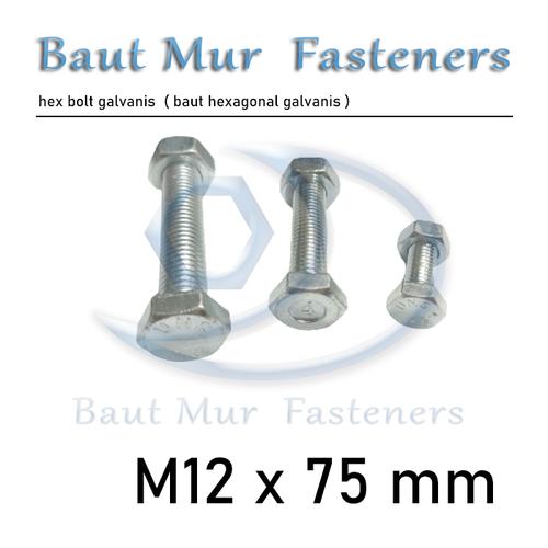 Jual baut mur m12 x 75 / bmp m12 x 75 galvanis / bmp m12 x 75mm ...