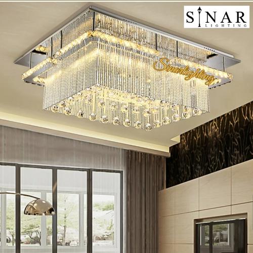 Jual Lampu plafon modern persegi panjang kristal LED 06121 - Kota ...
