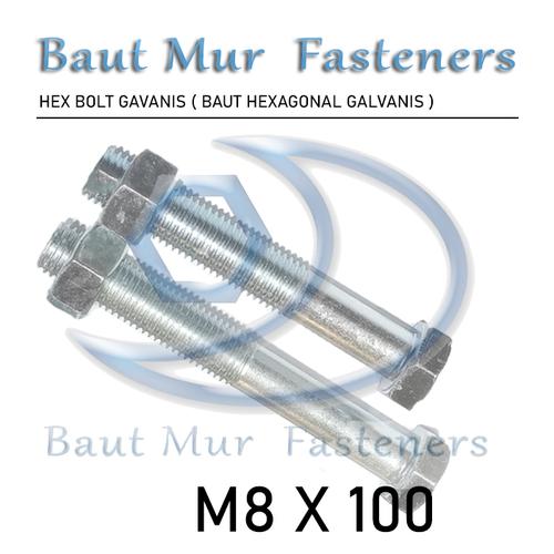 Jual baut mur m8 x 100 / bmp m8 x 100 galvanis / bmp m8 x 100mm ...