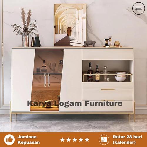Jual Lemari Buffet Modern Minimalis - Kabinet Kaca Kaki Stainless ...