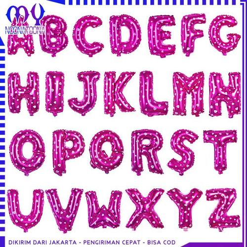 Promo Balon Foil Huruf Motif Love Kecil ±40cm Ballon Huruf Alfabet Pink ...