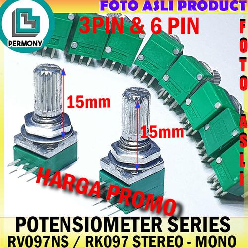 Jual potensio 1k 10k 20k 50k 100k potensiometer rv097ns rk097 mono ...
