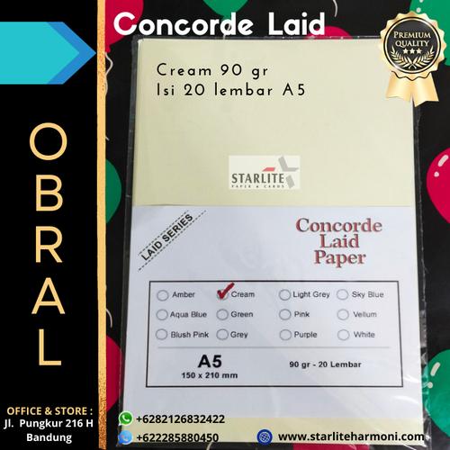 Jual Kertas Concorde paper LAID 90 gr A5 isi 20 lembar - Cream - Kota ...