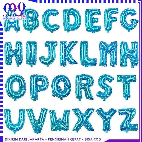 Promo Balon Foil Huruf Motif Love ±40cm Ballon Huruf Abjad Alfabet Biru ...