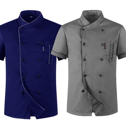 Jual Baju Chef Seragam Chef Kemeja Koki Kemeja Chef Lengan Pendek Abu ...