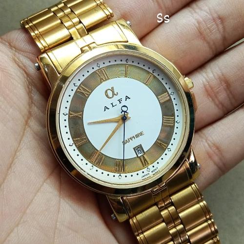 Jual jam tangan ALFA 2848M safir original gold - gold+hitam - Kab. Tanjung Jabung Barat - Garuda ...
