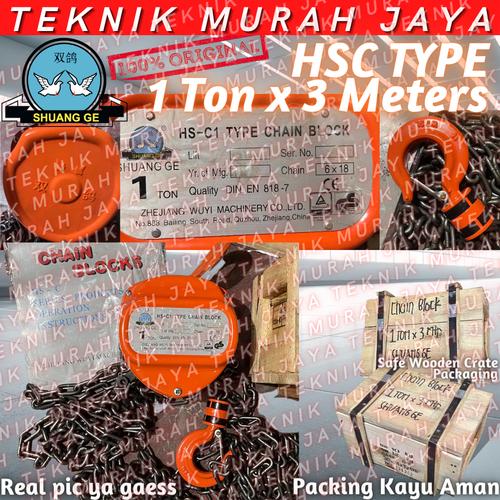 Jual SHUANG GE HSC 1Ton x 3Meter Chain Block Hoist Takel Katrol Rantai ...