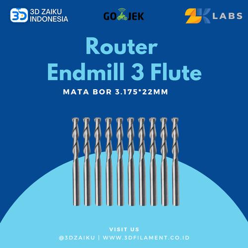 Jual Mata Bor 3.175*22mm Milling CNC Router Endmill 3 Flute Carbide ...