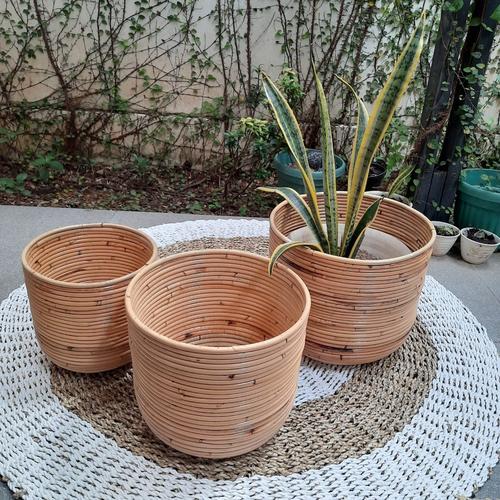 Jual CoverPot Rotan / Keranjang Bulat Rotan / Cover Pot Tanaman Hias ...