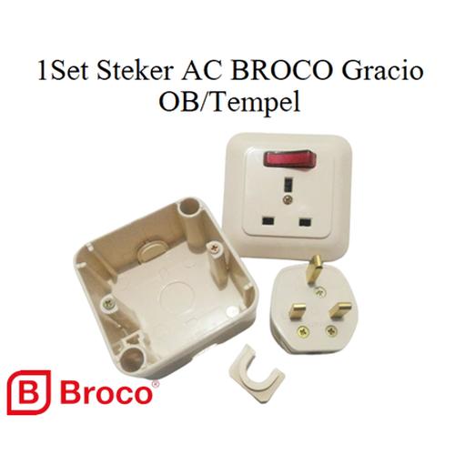 Jual 1 SET STEKER AC STOP KONTAK BROCO GRACIO COLOKAN AC TEMPEL Dinding ...