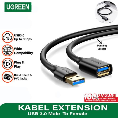Promo Ugreen Kabel Extension 3M Cable Data Hub Extended USB 3.0 - Hitam ...