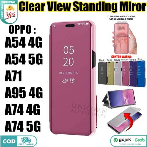 Jual Case Clear View Oppo A54 A74 A95 A71 4G 5G Casing Flip Miror ...