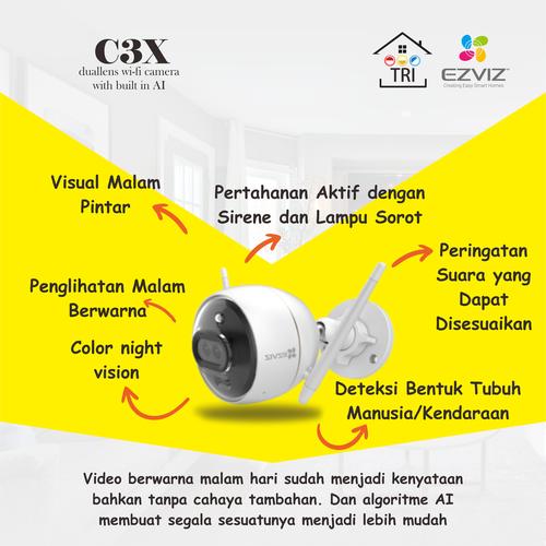 Promo Ezviz IP Camera C3X Dual Lens Outdoor Built in AI Color Night Vision - Unit Only - Kota ...