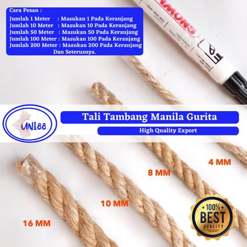 Jual Tali Tambang Manila 4mm 6mm 8mm 10mm 12mm 16mm 19mm Tali Dadung ...