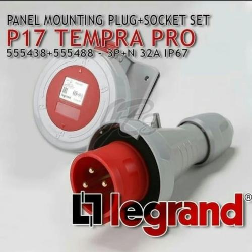 Jual Set Panel Mounting Legrand Socket 32A 3P+E 555488+555438 IP67 415V ...