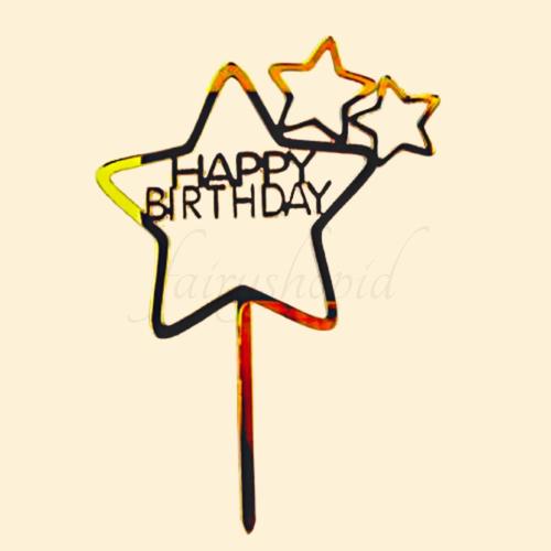 Jual Topper Kue Happy Birthday Bintang / Cake Topper Star Happy ...