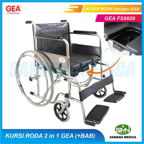 Jual Kursi Roda 2 in 1 dengan Commode kursi toilet GEA FS609 Promo ...