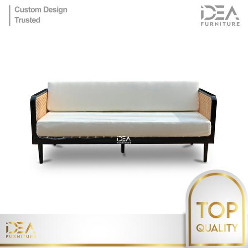 Jual Bangku Sofa Minimalis Kayu Jati Rotan Kursi Ruang Tamu 3 Seater ...