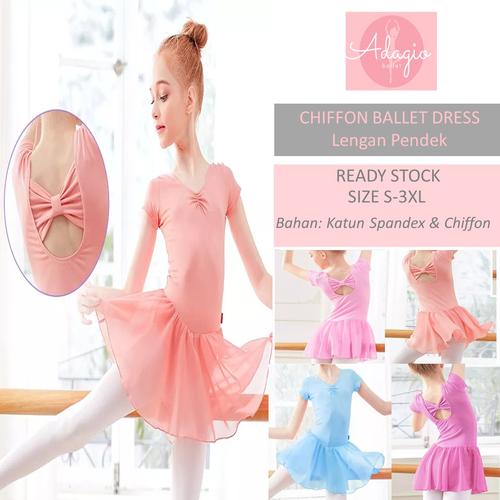 Jual Ballet Chifon Dress Anak - Baju Balet Anak Terusan Rok Sifon Lgn ...
