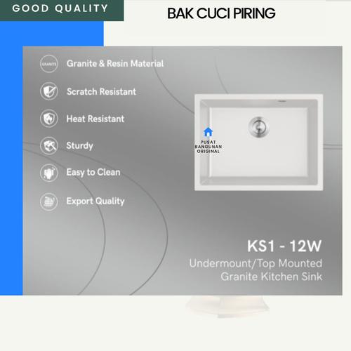 Jual KITCHEN SINK GRANITE AER KS1-12W WHITE PUTIH BAK CUCI PIRING ...