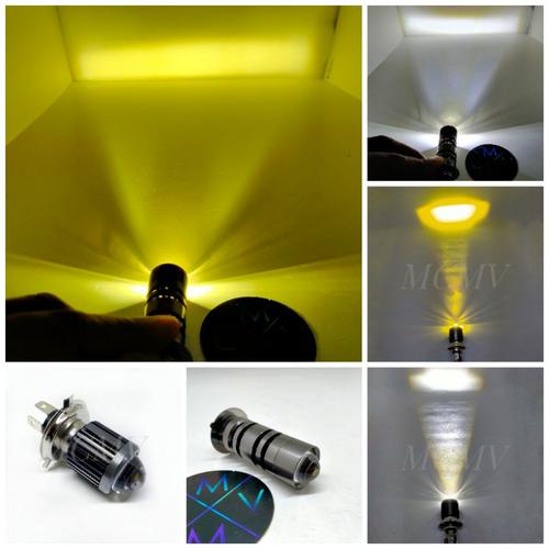 Jual Lampu bohlam dop led H4 motor mobil proyektor 2in1 white yellow ...