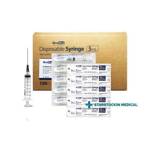 Jual Spoit 5 cc ml Onemed Disposable Syringe Box Isi 100 pcs - Kota ...