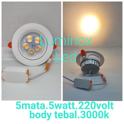 Jual downlight led 5w 5mata 5watt lampu plafon 5w 5watt 5 mata 220v ...