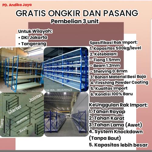 Jual Rak Besi Gudang Import 4 Level 2 Ton - Kota Tangerang - PD andika ...