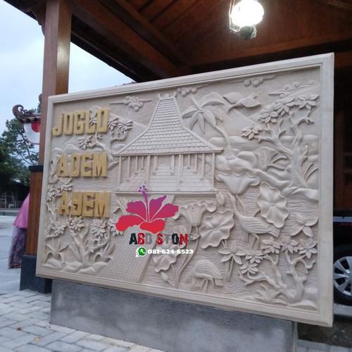 Jual relief paras Jogja batu ukir lotus pemandangan custom ukuran ...