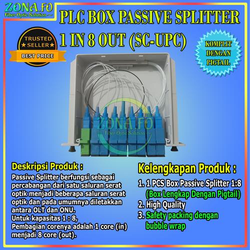 Promo Passive Splitter PLC BOX FO 1:8 SC UPC Fiber Optik Pasif Spliter ...