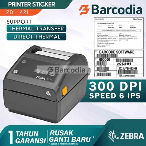 Promo ZEBRA Printer Sticker Label Barcode ZD421 ZD 421 2in1 Direct ...