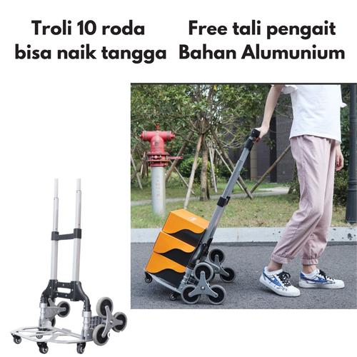 Promo TROLI 10 RODA BISA NAIK TANGGA | TROLLEY RODA 10 LIPAT ALUMUNIUM ...