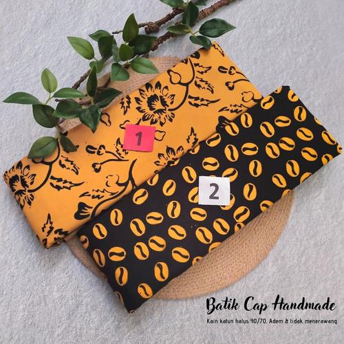 Jual Kain Batik Cap Handmade Bunga Matahari - Kopi Serian Kuning Hitam ...