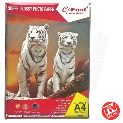 Jual Kertas Foto e-Print Super Glossy A4 180 gsm (1 pack = 20 lembar ...