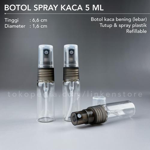 Jual Botol Spray 5ml Kaca Bening Clear Transparan model Lebar Parfum ...