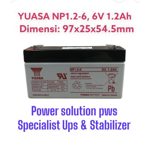 Jual Battery Yuasa NP1.2-6 6V 1,2Ah, Yuasa 6V 1.2AH, Baterai Yuasa 6V 1 ...