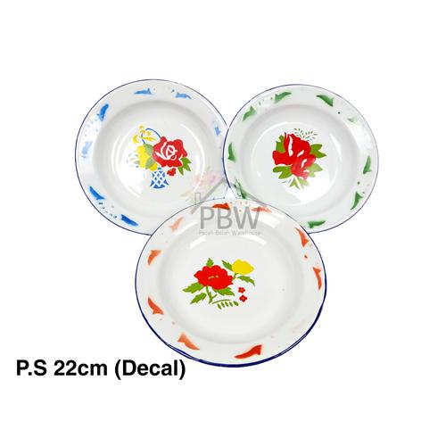 Jual Piring Seng 22cm WARNA TEBAL / Enamel/Jadul - 22cm(Decal), Merah ...