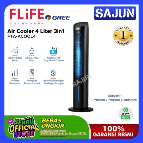 Promo FLIFE FTA-ACOOL4 Tower Fan Air Cooler & Humidifier 4L - Putih Cicil 0% 3x - Jakarta Utara ...