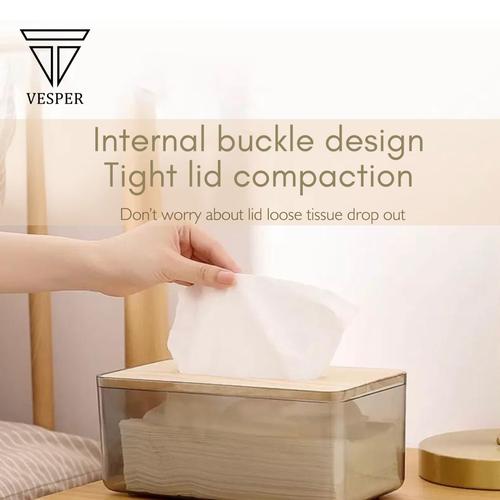 Promo box tissue korea transparan bamboo lid / kotak tempat penyimpan ...