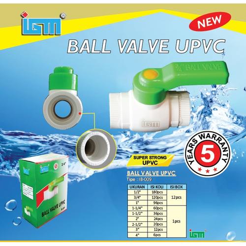 Jual IB 009 STOP KRAN BALL VALVE JUMBO PVC IGM PUTIH 1/2" 3/4" 1 INC ...