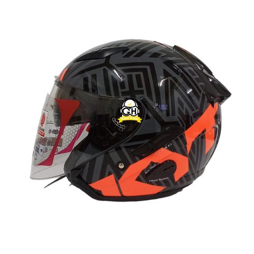 Jual HELM KYT GALAXY FLAT R NEON GORILA GREY RED DOUBLE VISOR HELM ...