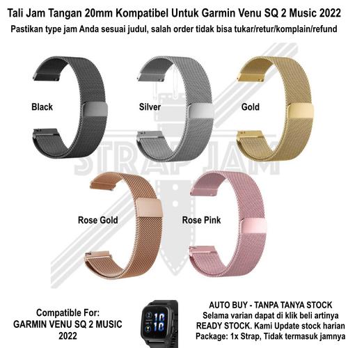 Jual Milanese Loop 20mm Strap Garmin Venu SQ 2 Music 2022 - Tali Jam ...
