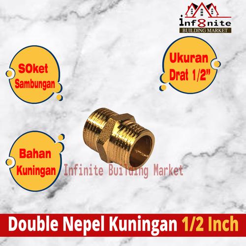 Jual Double Nepel Kran Kuningan Drat Luar 1/2 Inch Sambungan Kuningan 1 ...