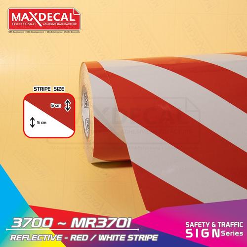 Jual MAXDECAL Reflective 3701 Red White Zebra Stripe Diagonal Merah ...
