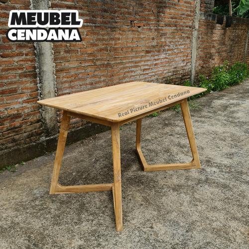 Jual meja makan kaki model V terbaru, meja makan minimalis kayu jati ...