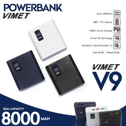 Jual V9 Powerbank Vimet 8000mAh / 3.7V Fast Charging With LED Display ...