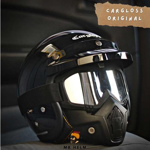 Jual HELM CARGLOSS RETRO ORIGINAL + GOGGLE MASK ( MR HELM ) - Hitam, M ...