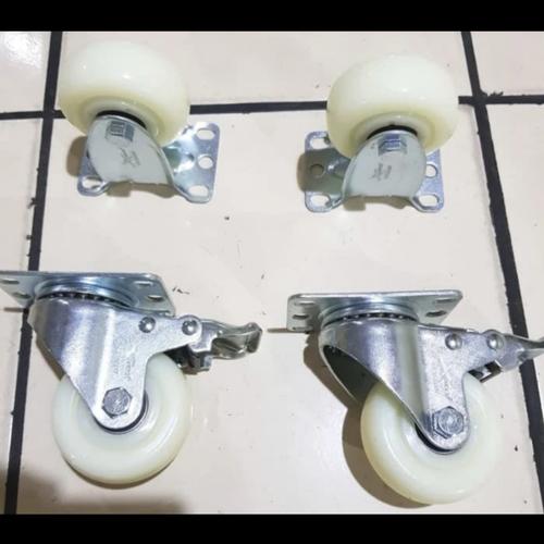 Jual roda nilon medium duty 3" inci putar rem diam ball bearing ...