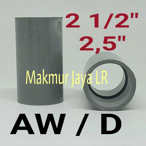 Jual SOK 2,5 2 1/2 inch D / AW Socket Pipa lurus PVC 21/2 Sock Shock ...